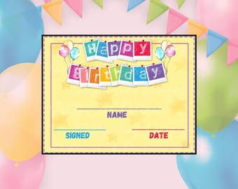 Printable Happy Birthday Certificate - Etsy