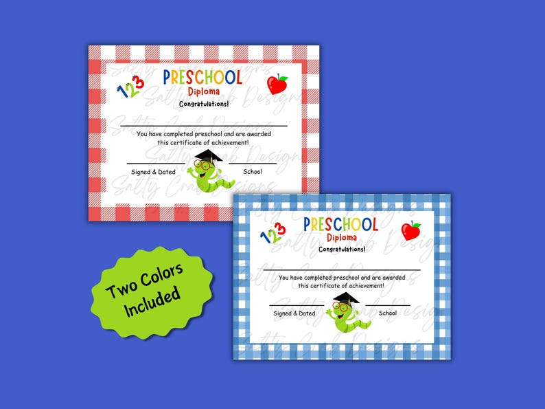 Printable Preschool Diploma | Preschool Certificate | School Diploma ...