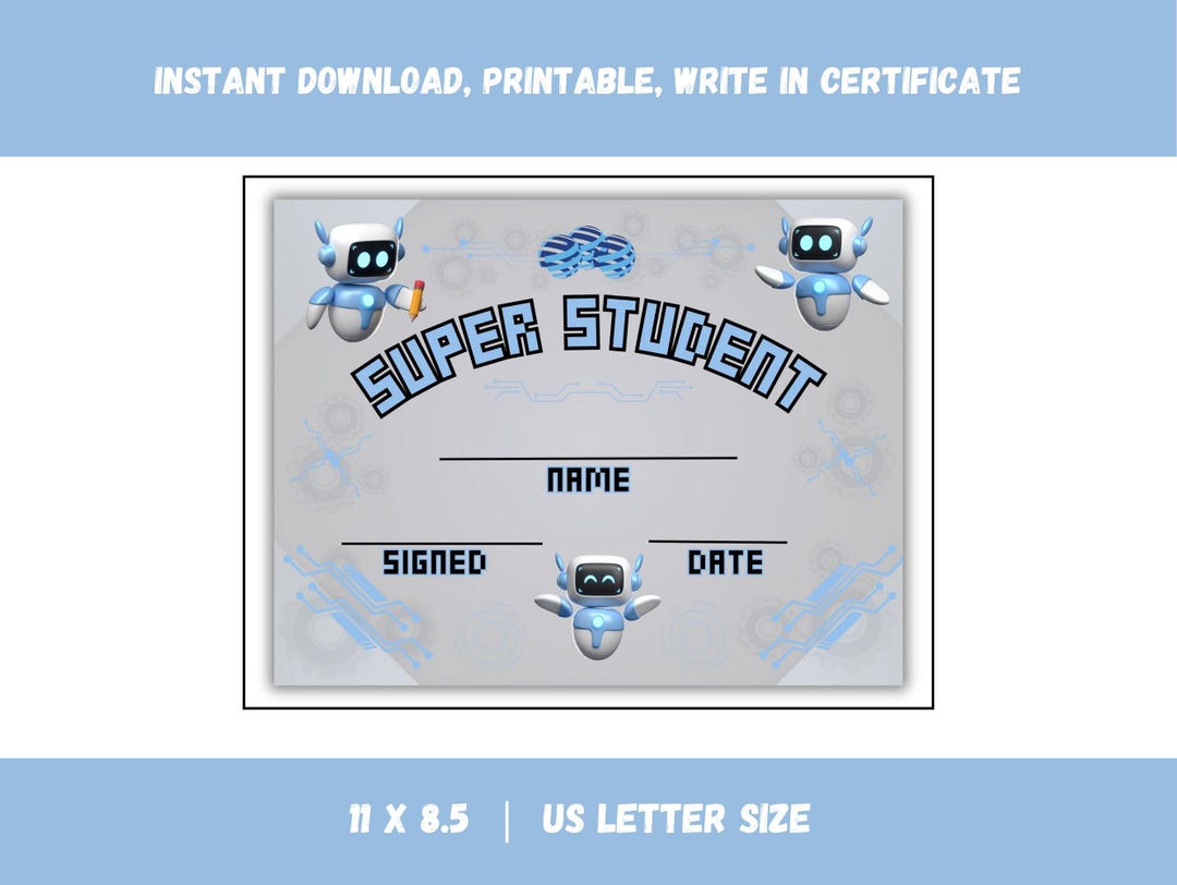 Super Student Robot Certificate | School Certificates | Great for ...