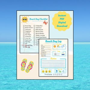 Beach Day Packing List | Beach Day Log Sheet | Beach Day Planner ...