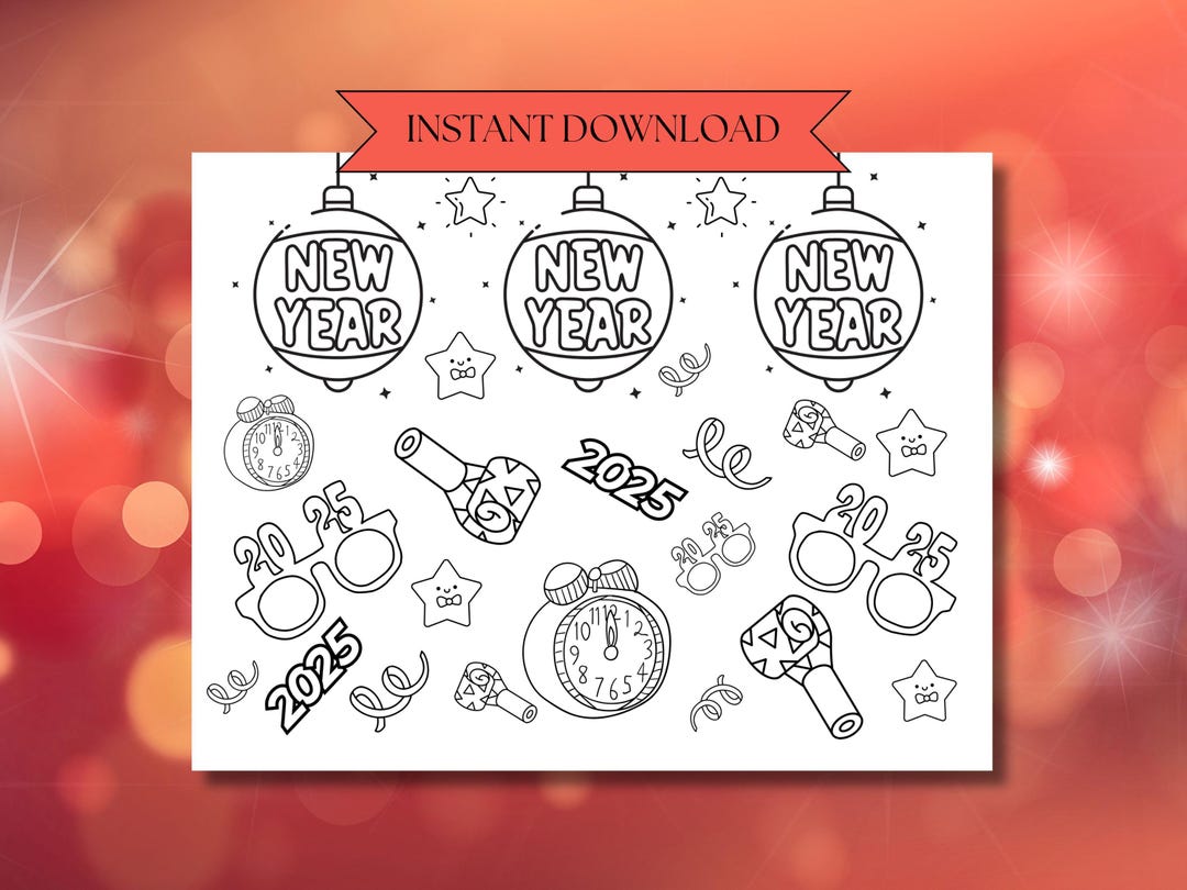 2025 New Years Coloring Page | Print and Color | New Year Coloring Page ...