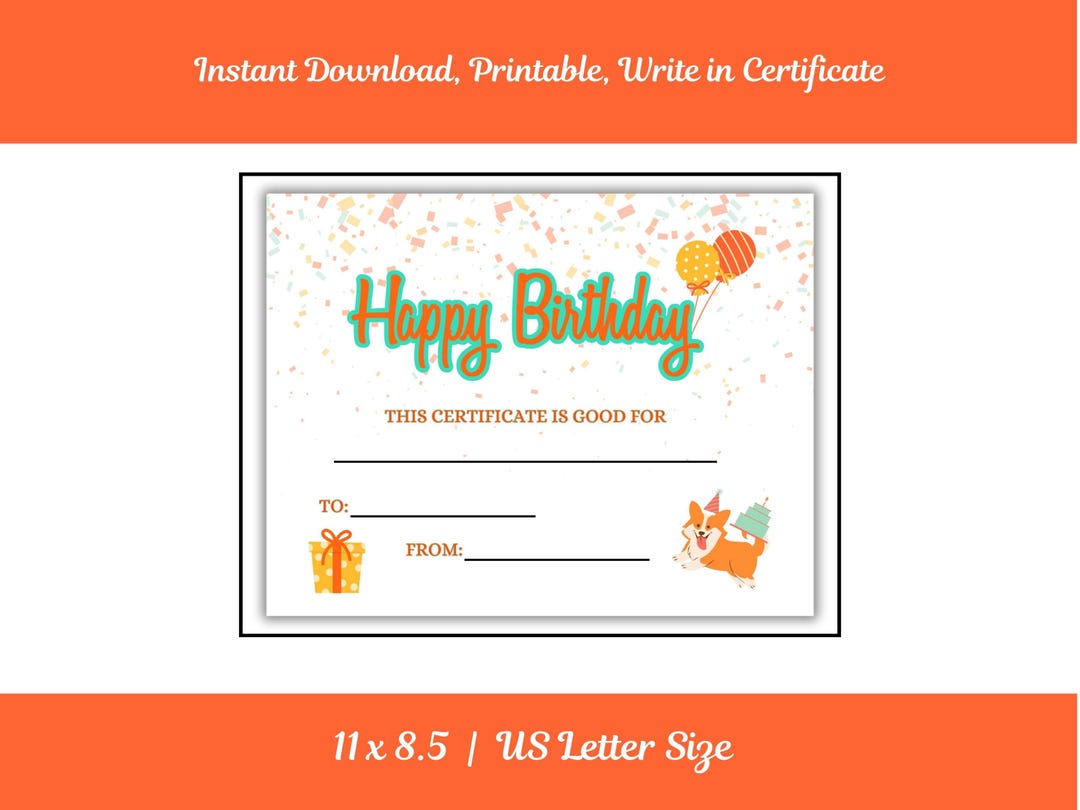 Happy Birthday Certificate | Puppy Printable Certificate | Happy ...