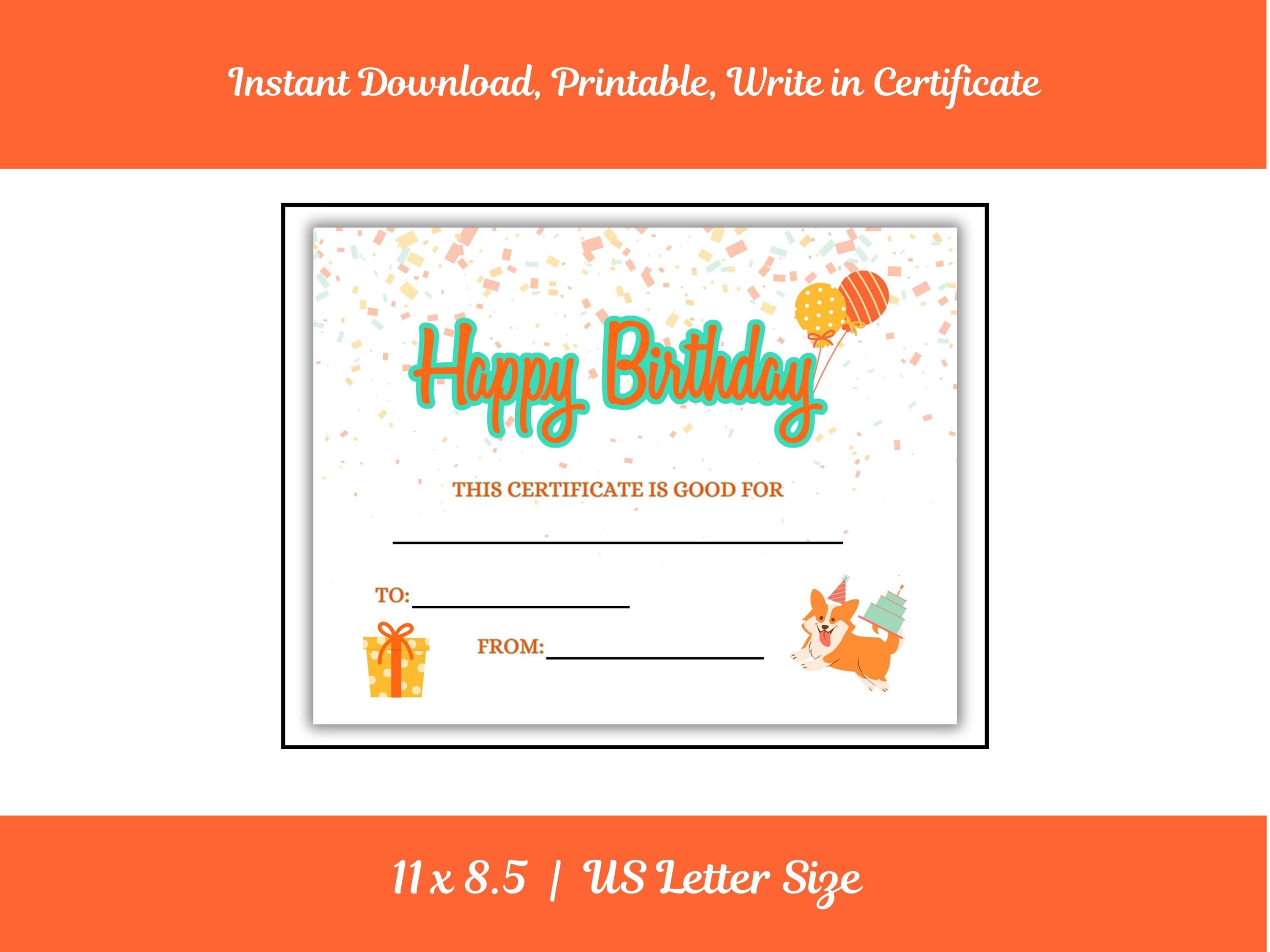 Happy Birthday Certificate | Puppy Printable Certificate | Happy ...