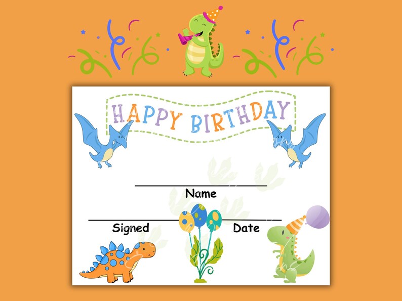 Happy Birthday Certificate | Dinosaur Printable Certificate | Great for ...