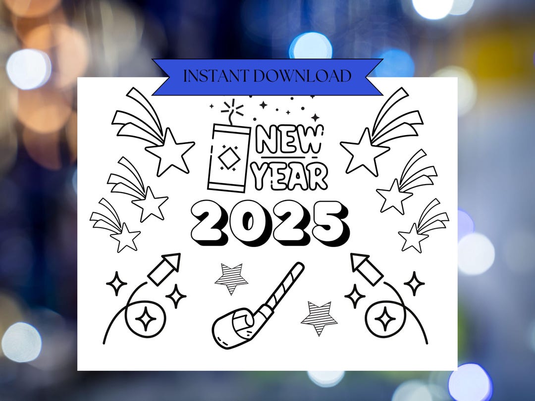 2025 New Years Coloring Page | Print and Color | New Year Coloring Page ...