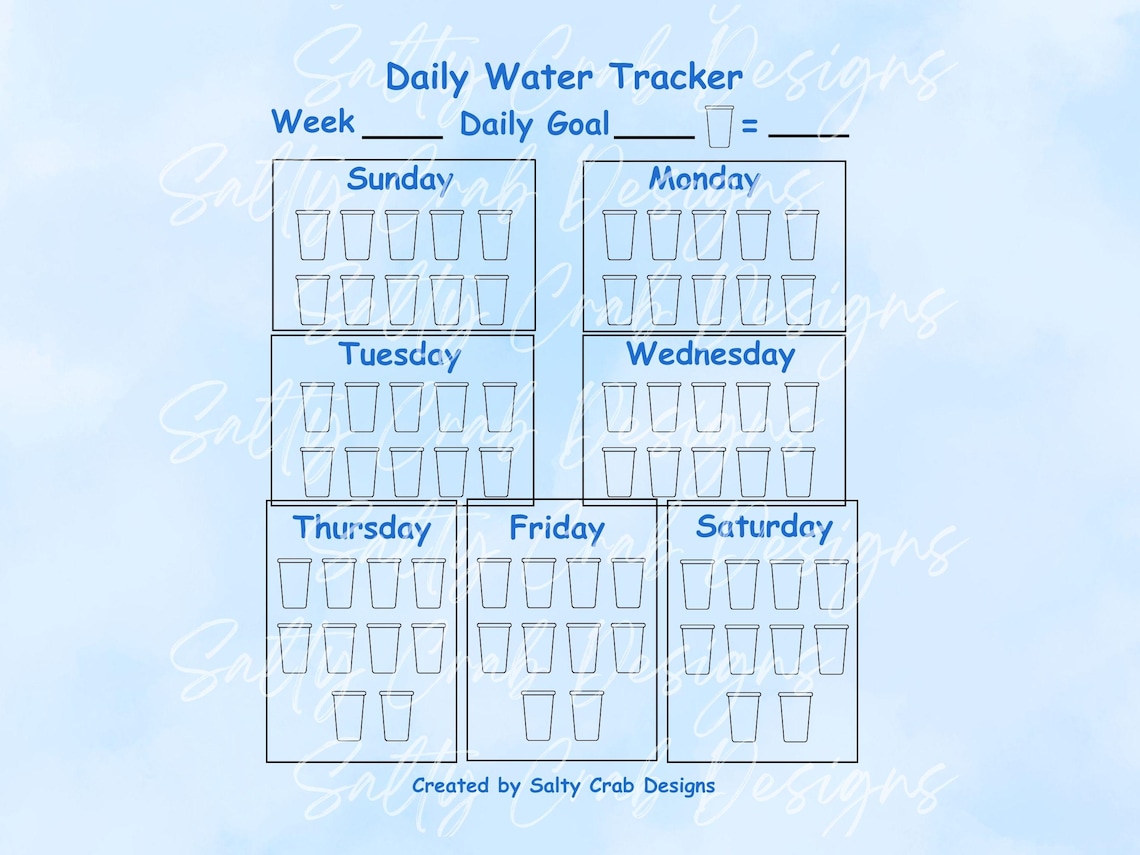 Daily Water Intake Tracker | Daily Water Log | Printable Water Tracker ...