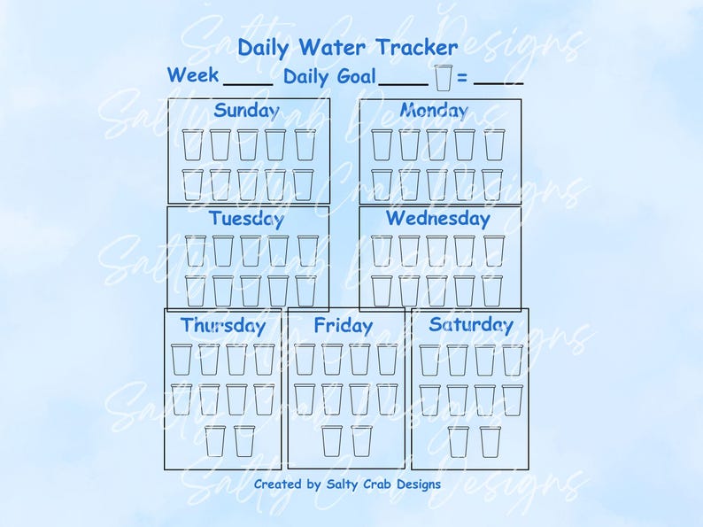 Daily Water Intake Tracker | Daily Water Log | Printable Water Tracker ...