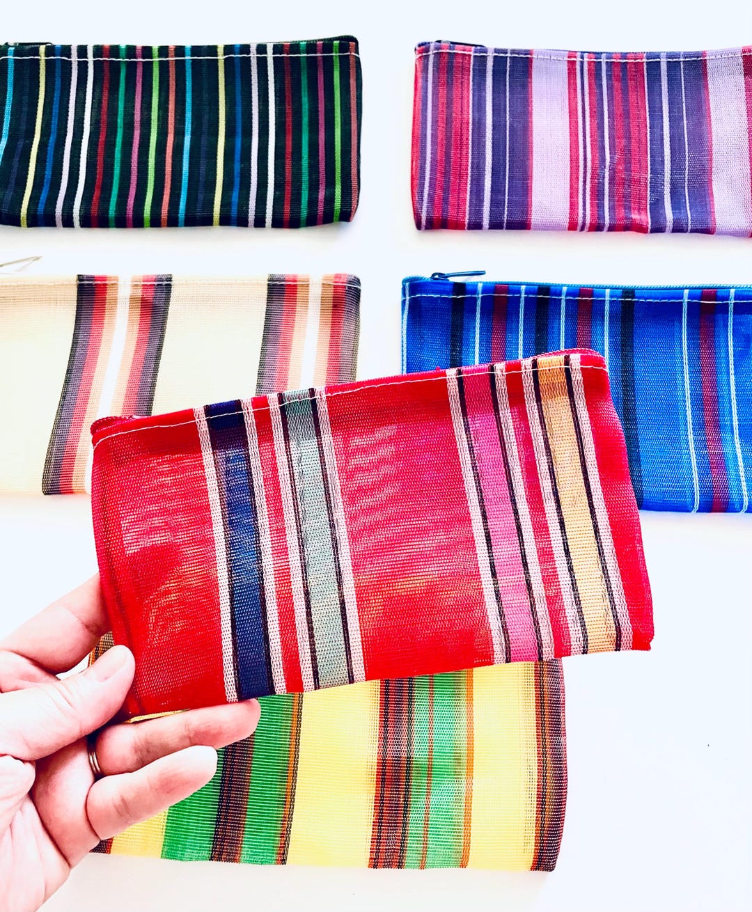 H - Mexican Poly Mesh Plastic Nylon Zipper Purse Pouch 7 Wide by 5 ...