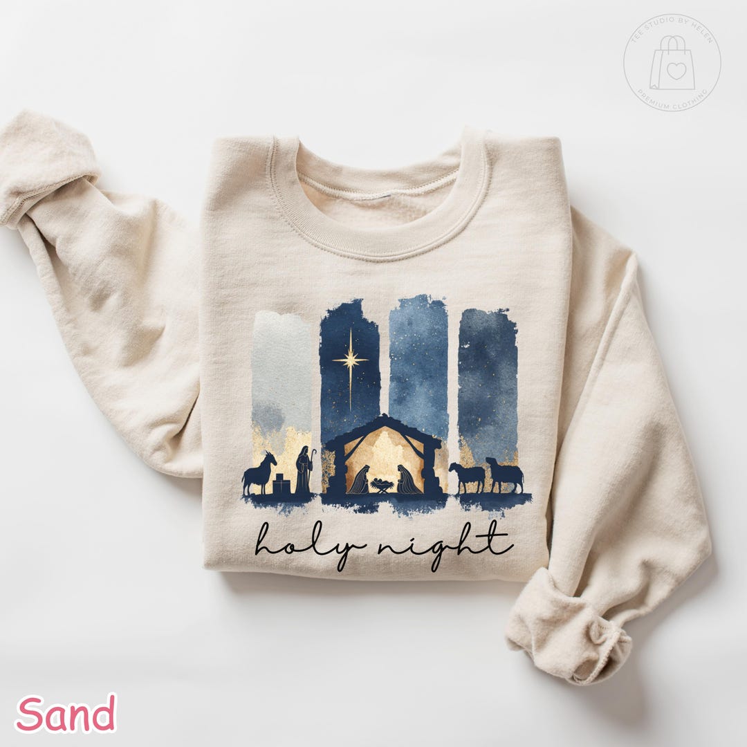 Oh Holy Night Christian Christmas Sweatshirt, Christmas Religious ...