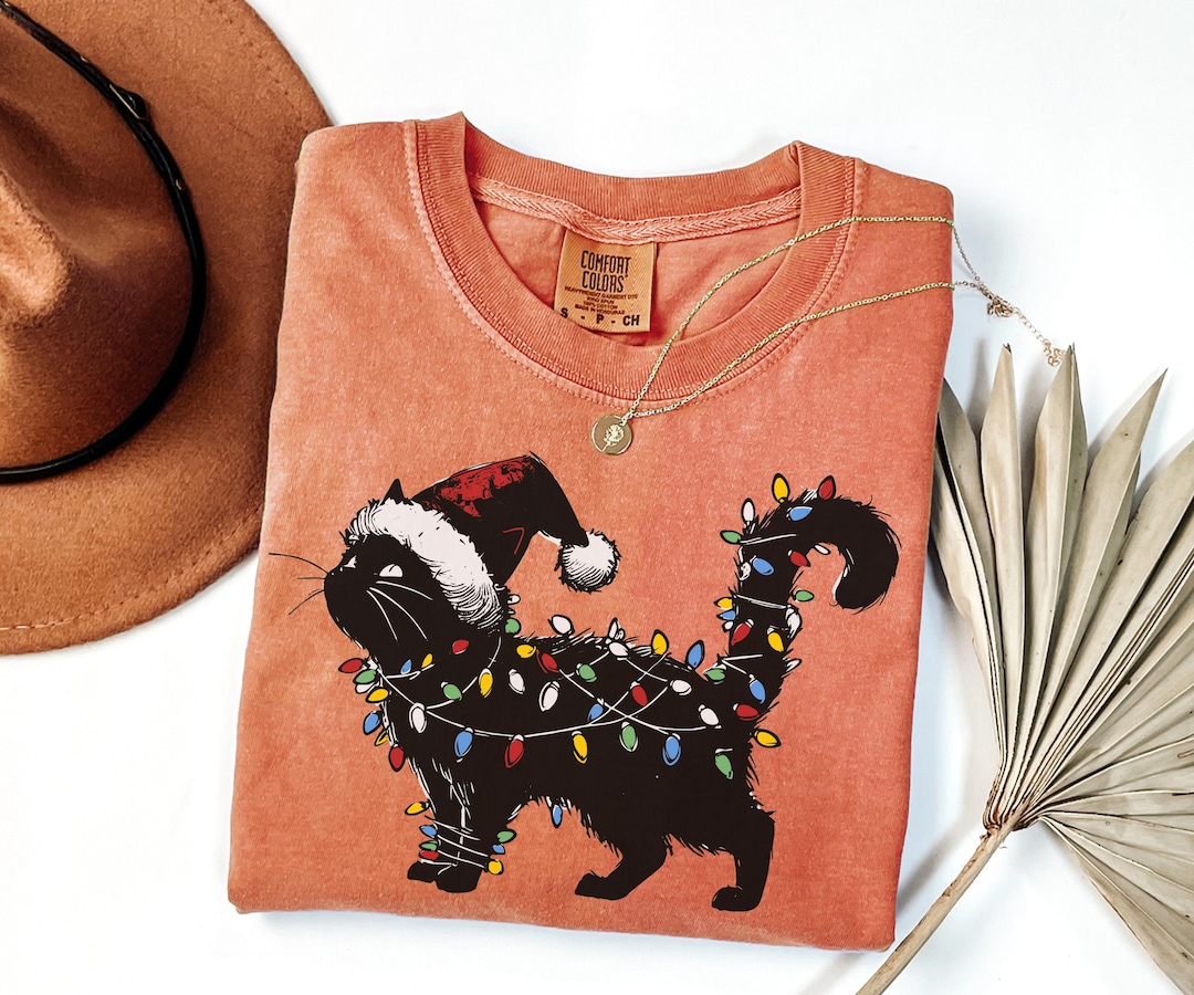 Comfort Colors® Cute Cat Christmas Shirt, Cat Mom Christmas Gift, Women ...