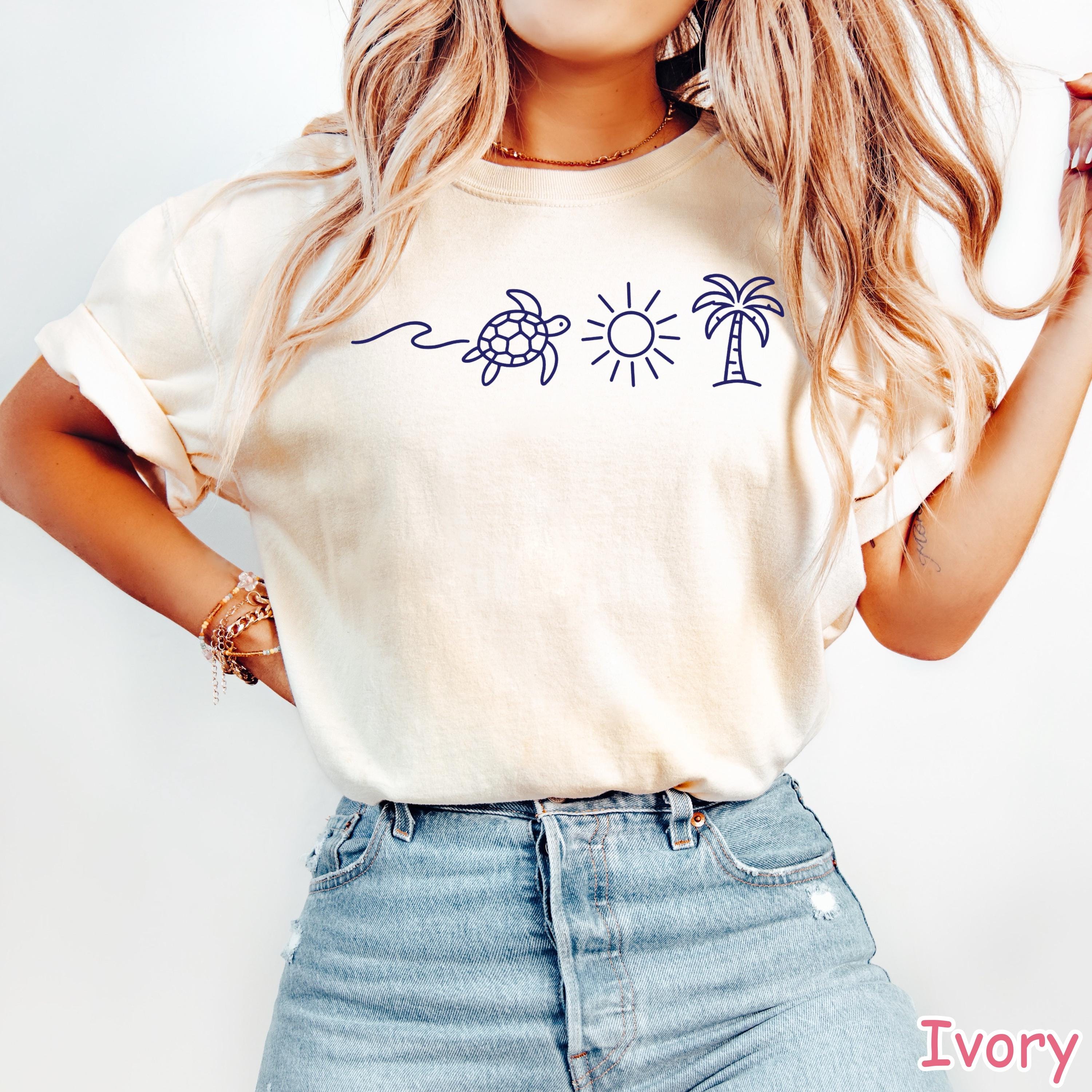 Comfort Colors® Cute Summer Shirt, Turtle Sun Palm Tree Shirt, Summer ...