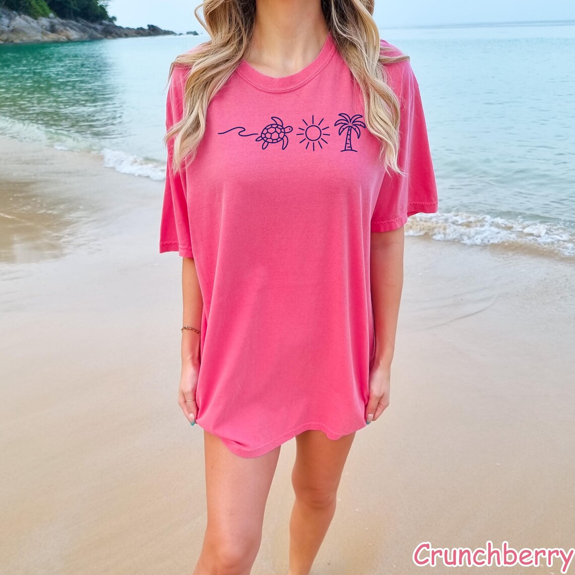 Comfort Colors® Cute Summer Shirt, Turtle Sun Palm Tree Shirt, Summer ...