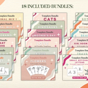 Wire Letter Template Bundle Knitted Wire Art Pattern Floral Template ...