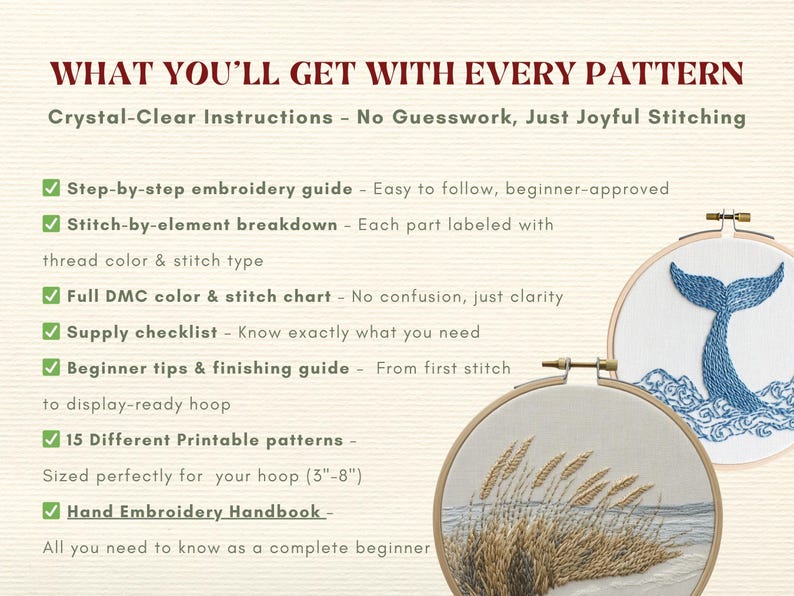 Coastal Hand Embroidery Pattern Bundle Ocean Beach Seaside Designs PDF ...