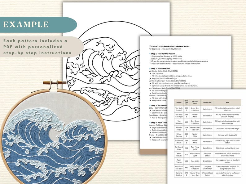 Coastal Hand Embroidery Pattern Bundle Ocean Beach Seaside Designs PDF ...