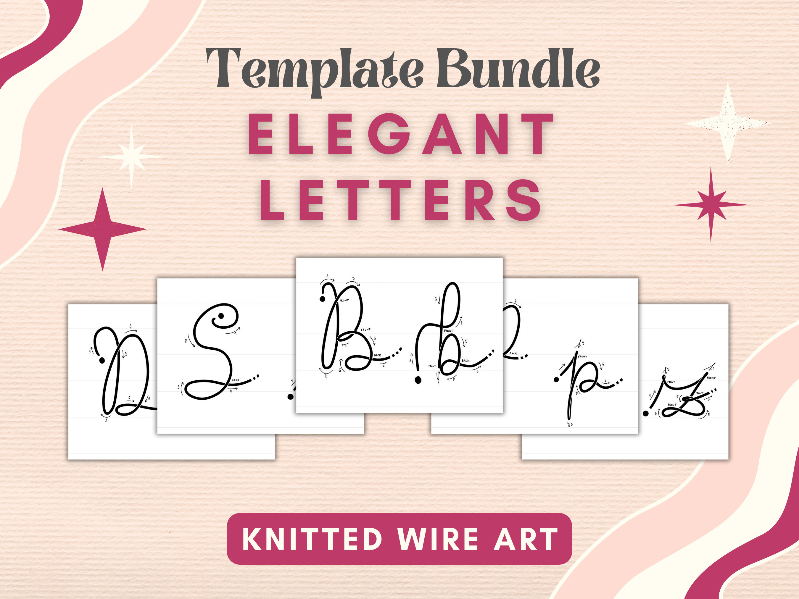 Letter Knitted Wire Template Elegant Font Uppercase and Lowercase Wire ...