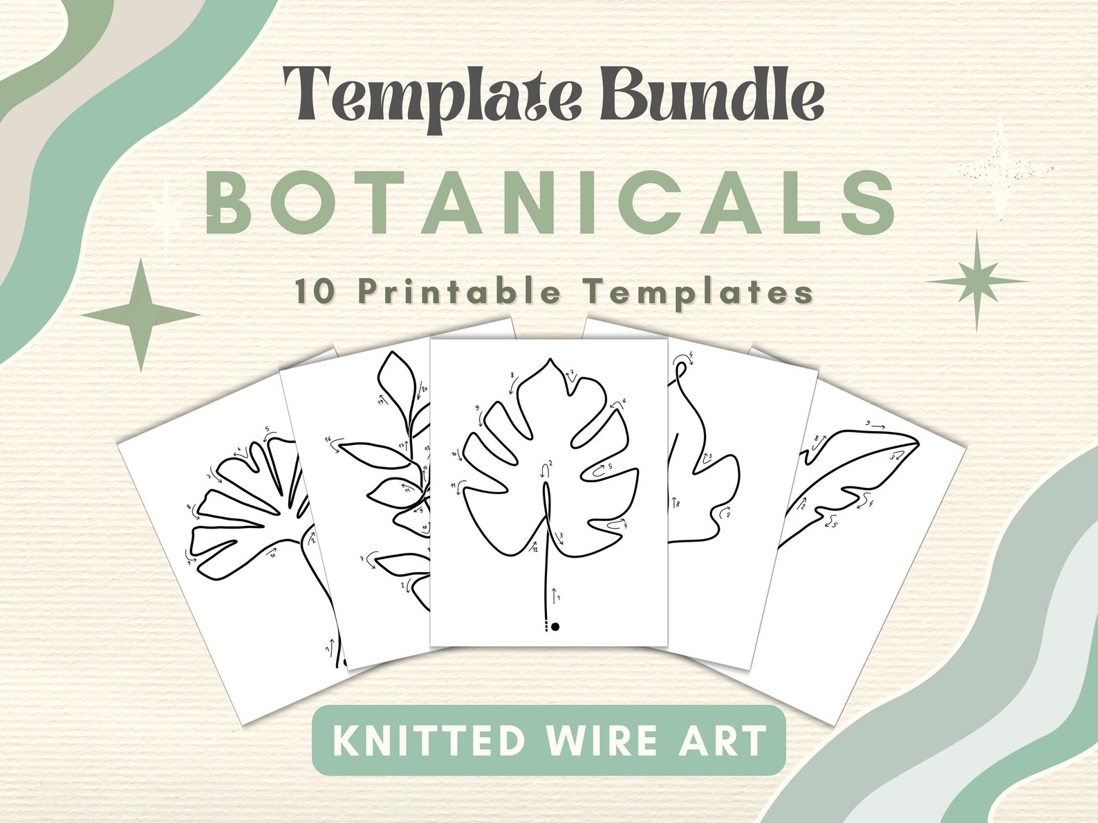 Botanical Knitted Wire Art Template Floral Bending Guide Wire Floral ...