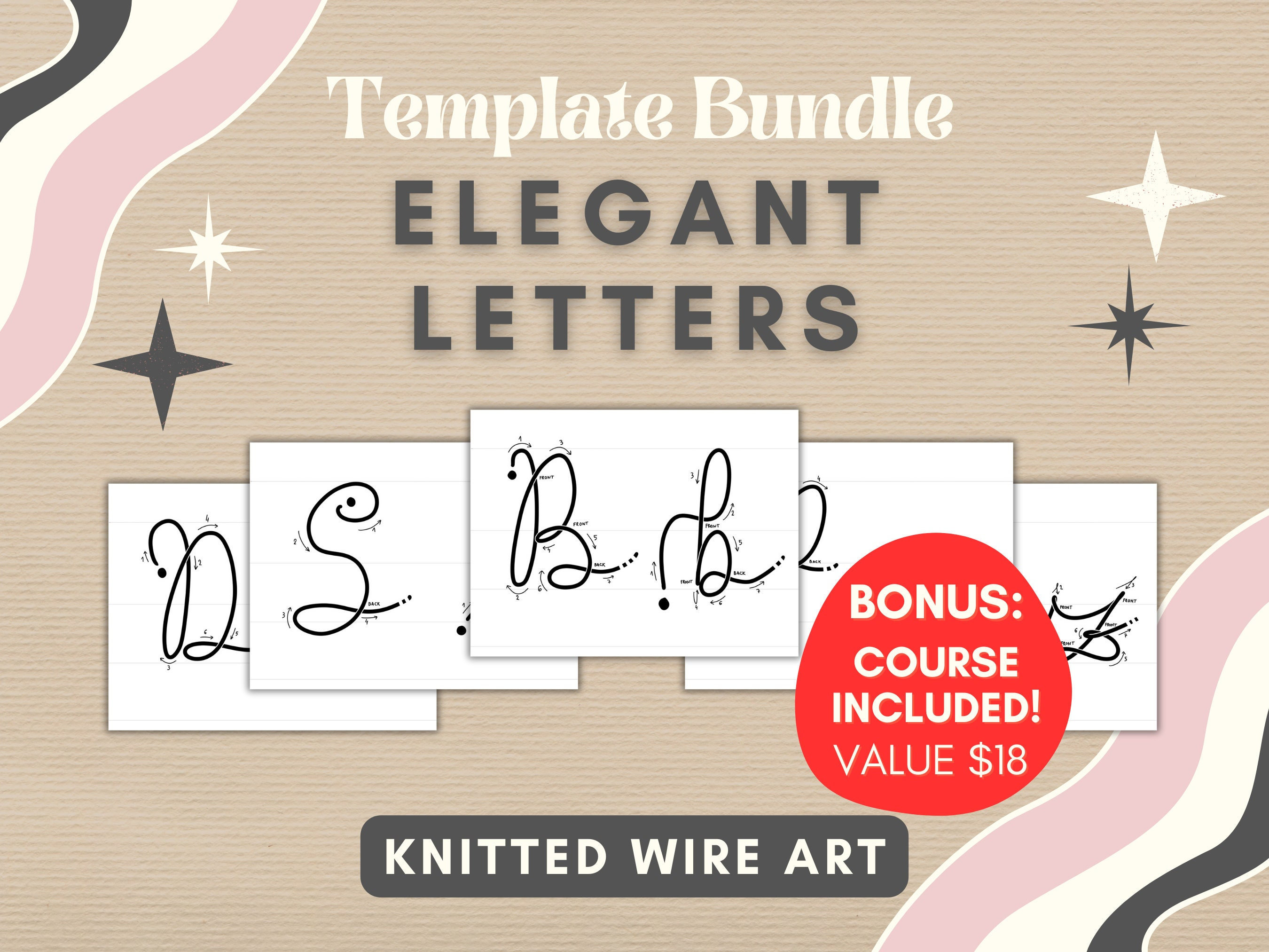 Letter Knitted Wire Template Elegant Font Uppercase and Lowercase Wire ...