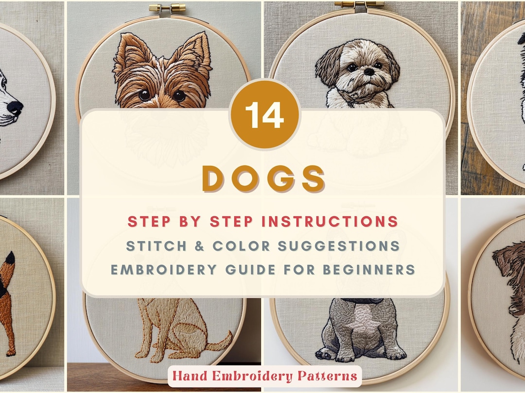 Dog Embroidery Dog Breed Pattern Embroidery Pattern for Beginners Step ...