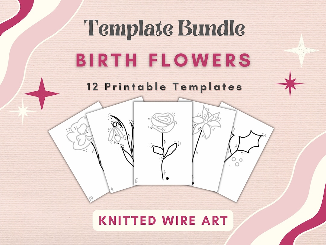 Birth Flower Knitted Wire Art Template Birthflower Decor Wire Art ...