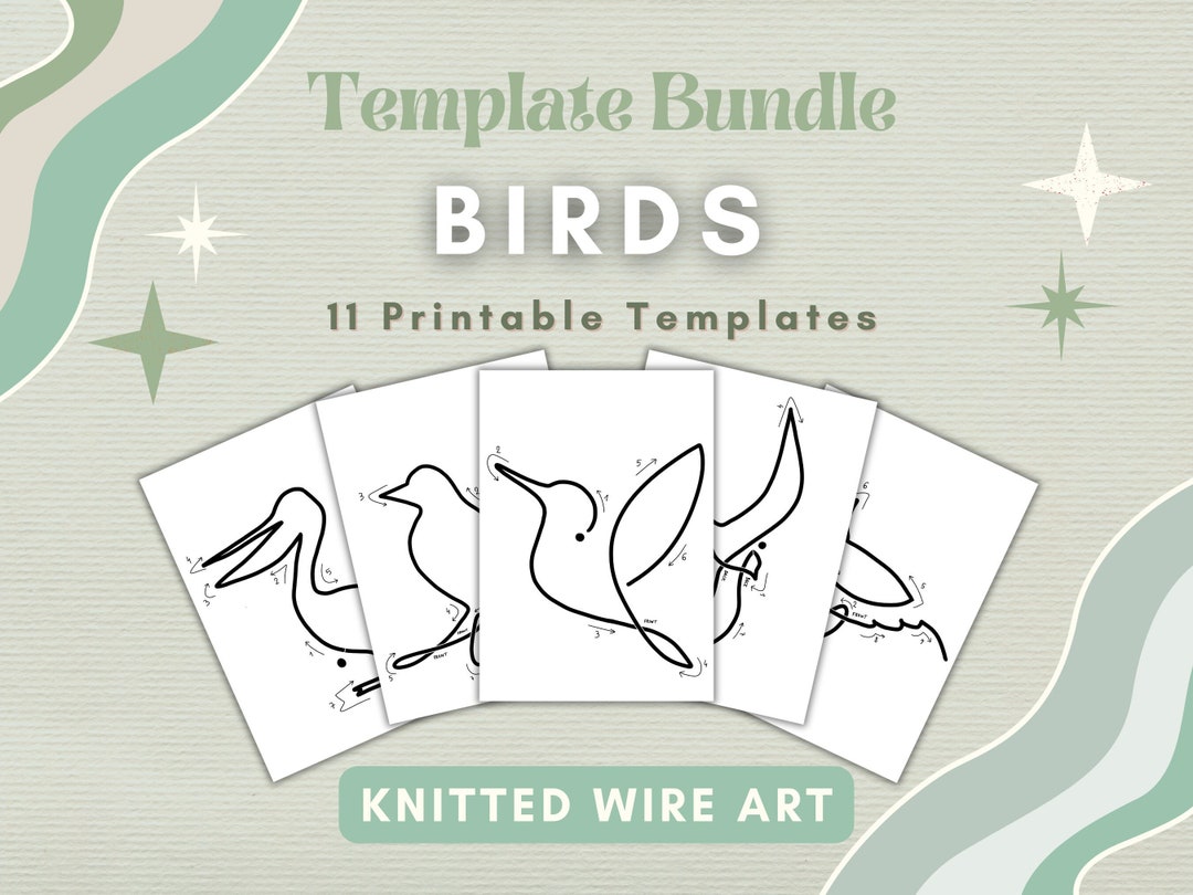 Bird Knitted Wire Template Knit Birds Motif Figure Pattern for Wire Art ...