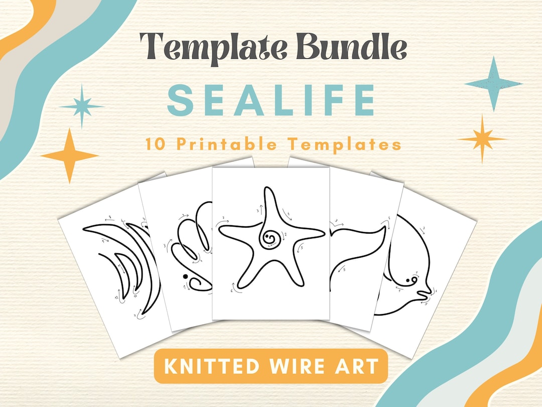 Sealife Knitted Wire Templates Animal Art Coastal Decor DIY Bending ...