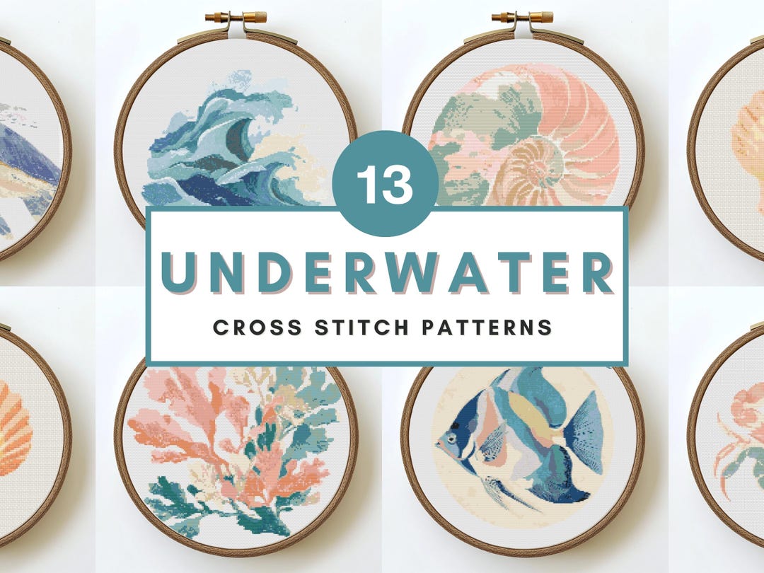 Underwater Cross Stitch Pattern Bundle Ocean Sea Life Dolphin Turtle ...