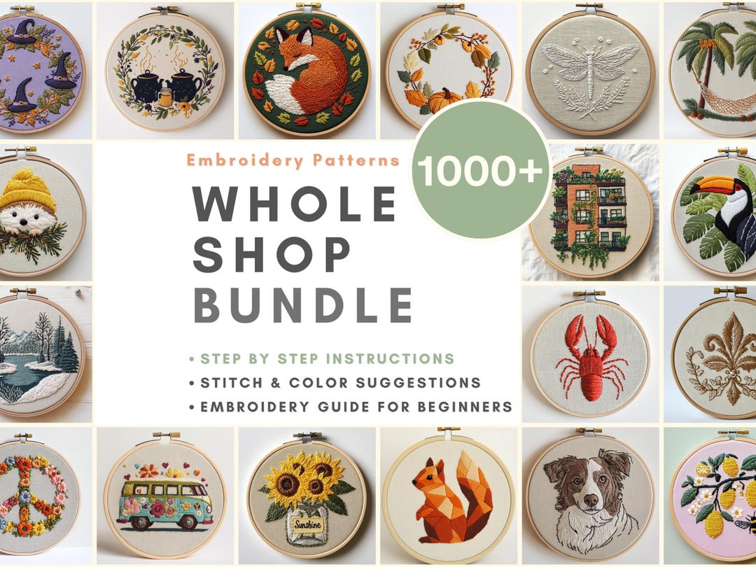 Hand Embroidery Pattern Whole Shop Bundle Template Embroidery Kit ...