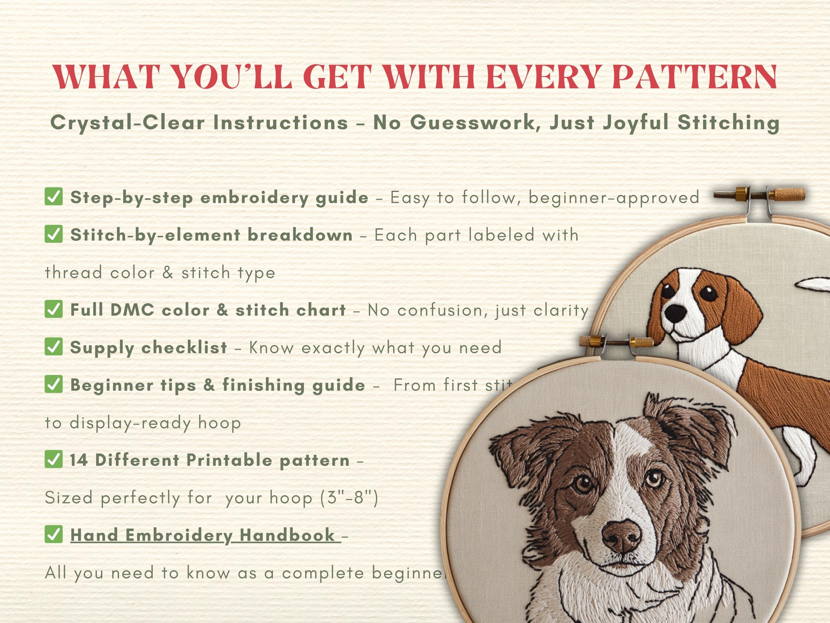 Dog Embroidery Dog Breed Pattern Embroidery Pattern for Beginners Step ...