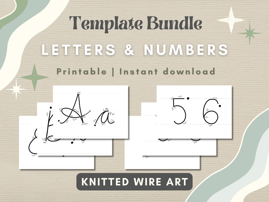 Alphabet and Numbers Knitted Wire Template Letters Uppercase and ...