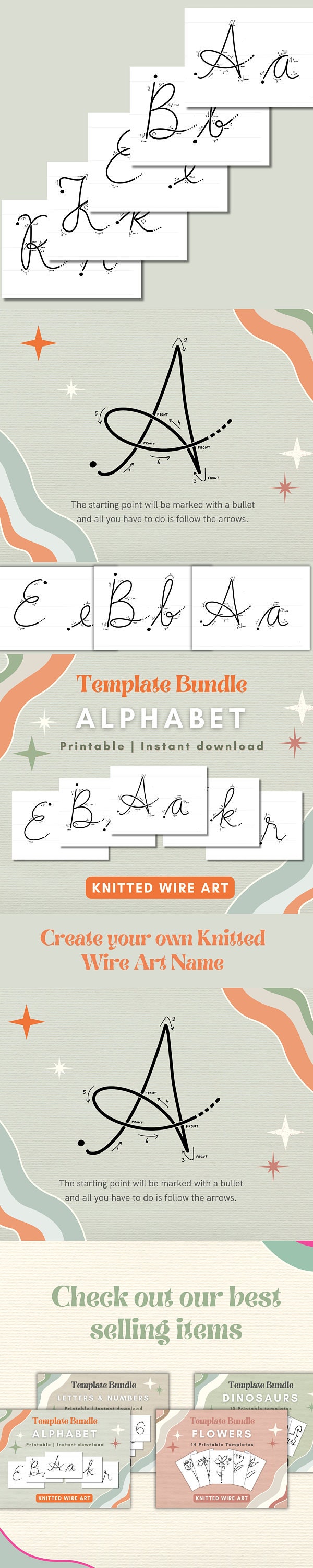 Alphabet Knitted Wire Template Letters Uppercase and Lowercase Wire ...