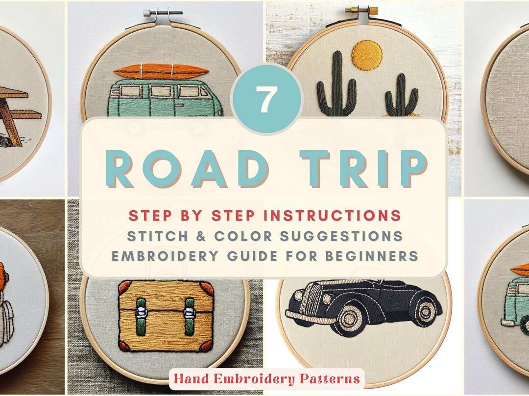 Road Trip Embroidery Pattern Bundle for Beginners Travel Embroidery ...