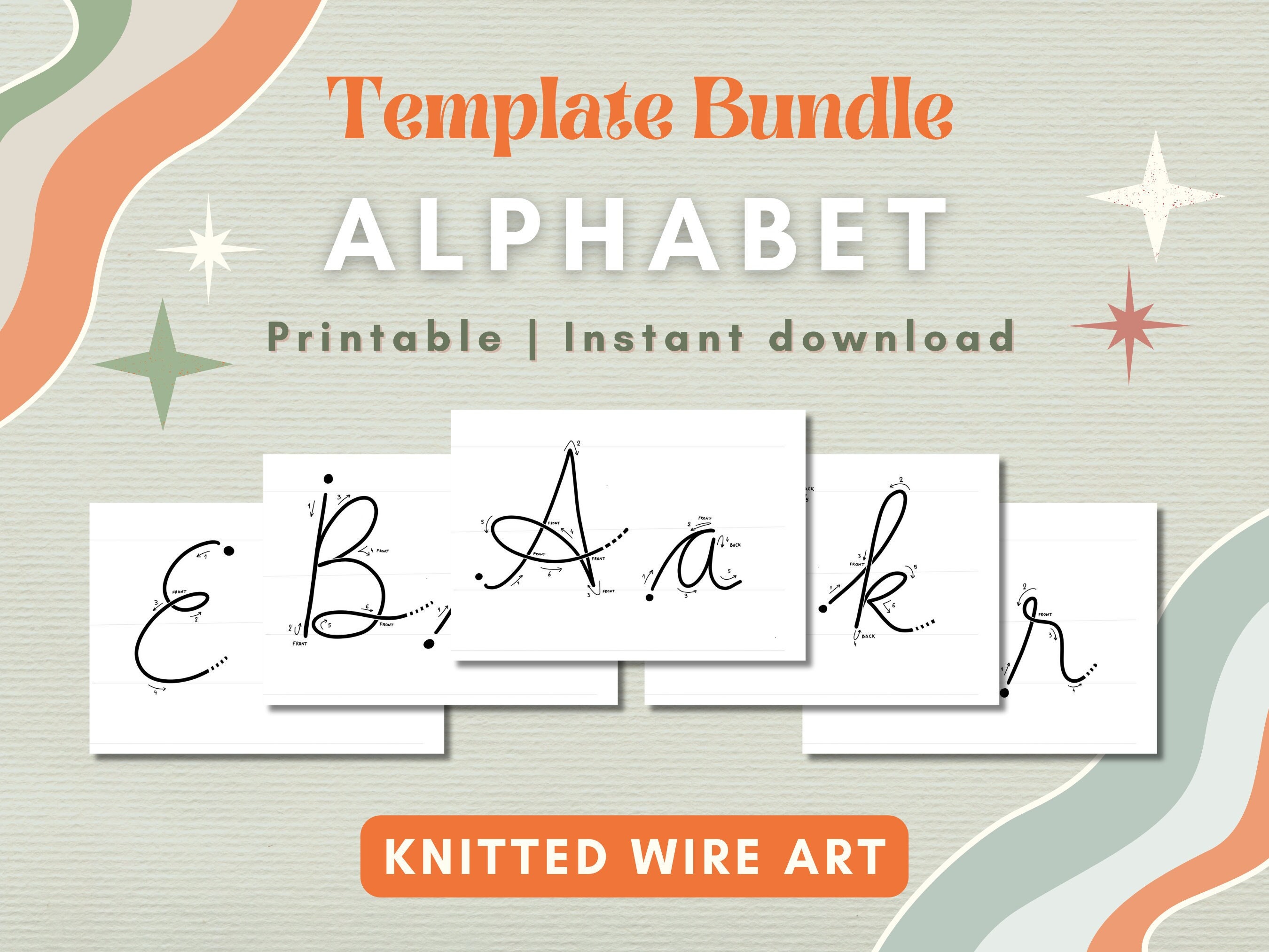 Alphabet Knitted Wire Template Letters Uppercase and Lowercase Wire Bending Guide Letters ...