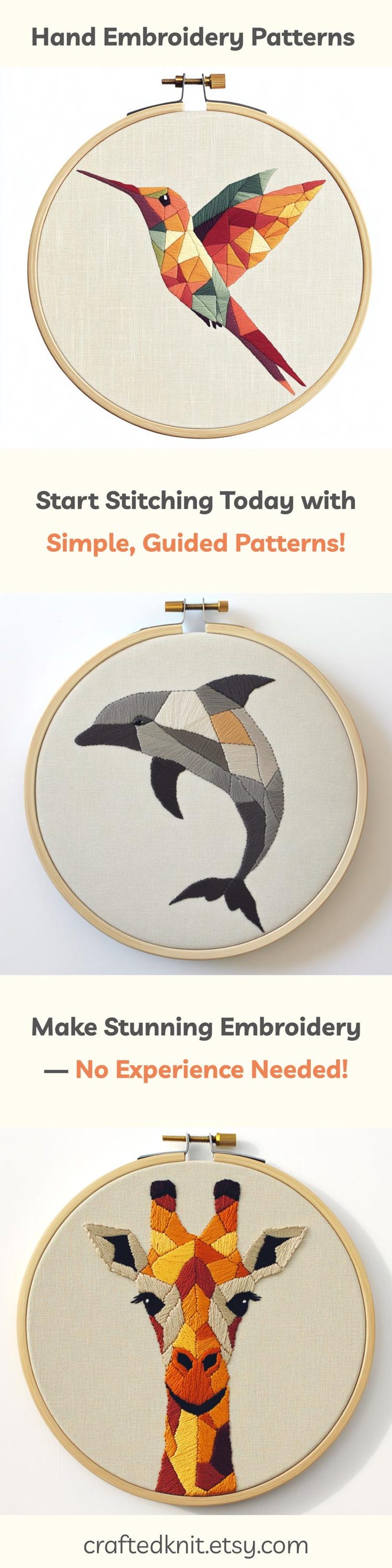 Animal Hand Embroidery Pattern Farm Animal Embroidery Template for ...
