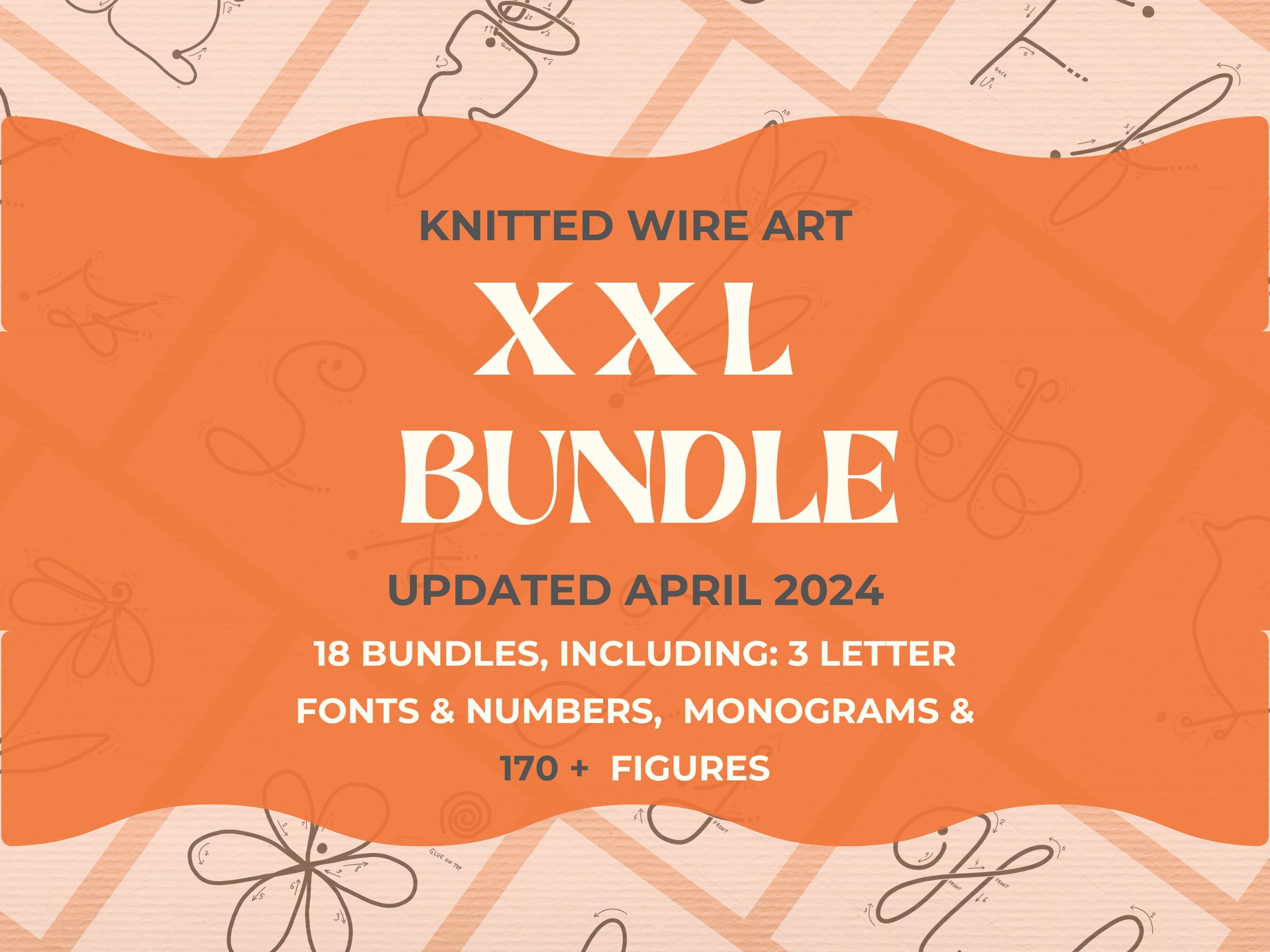 Wire Letter Template Bundle Knitted Wire Art Pattern Floral Template ...