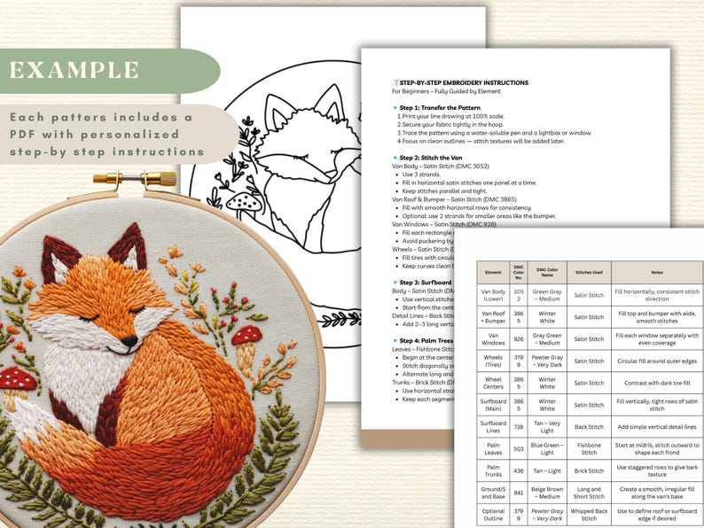 Animal Hand Embroidery Pattern Farm Animal Embroidery Template for ...