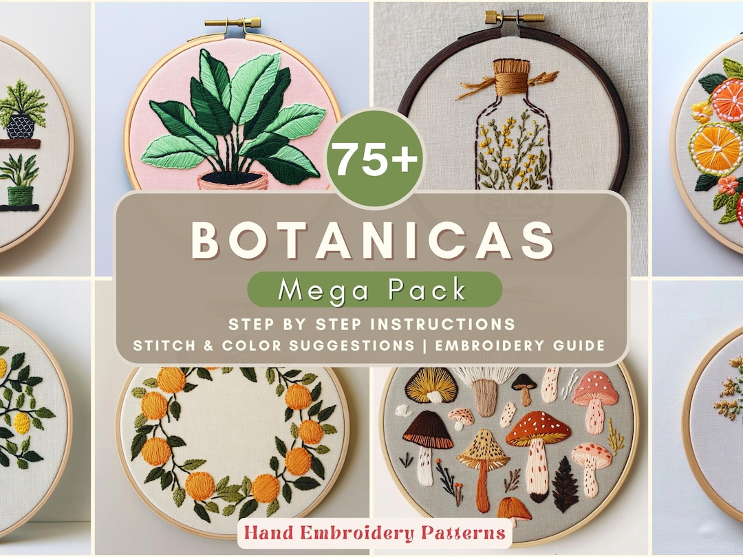 Botanical Hand Embroidery Pattern Plant Embroidery Template for ...