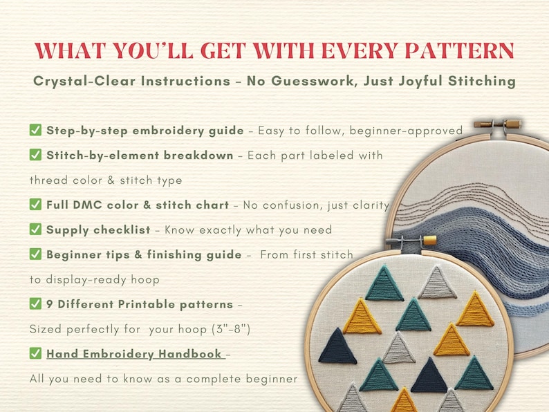 Minimalist Geometric Embroidery Pattern Bundle for Beginners Modern ...