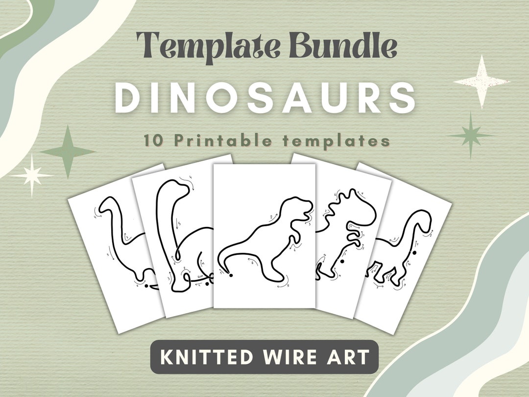 Dinosaurs Knitted Wire Art Template Dino Wire Bending Template for ...
