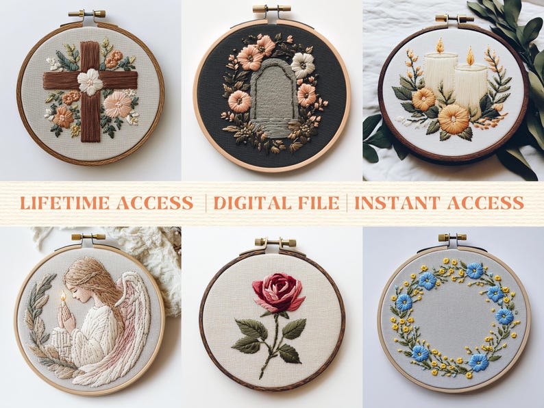 Remembrance Hand Embroidery Pattern Bundle Memorial Hoop Art Sympathy ...