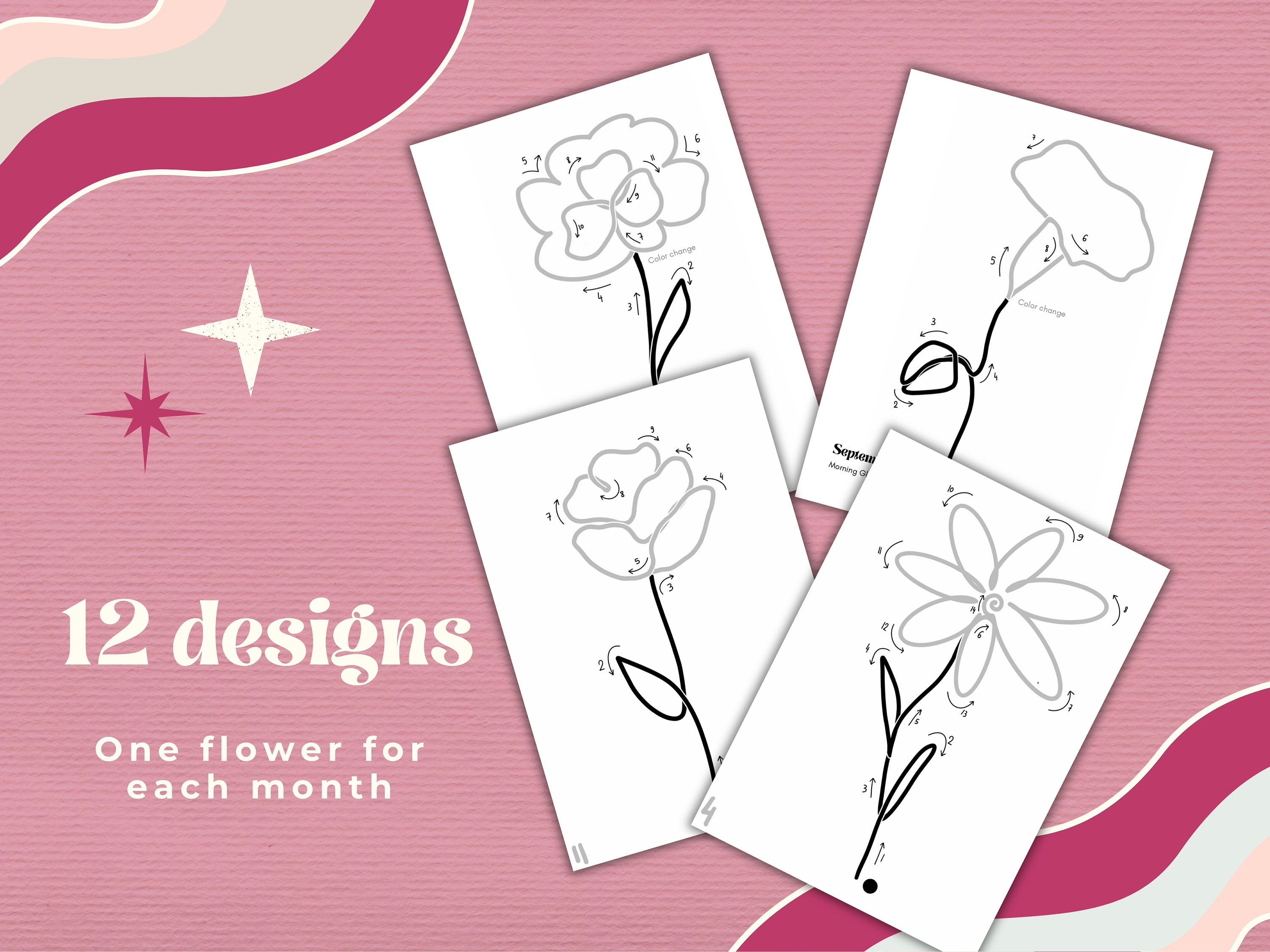 Birth Flower Knitted Wire Art Template Birthflower Decor Wire Art ...