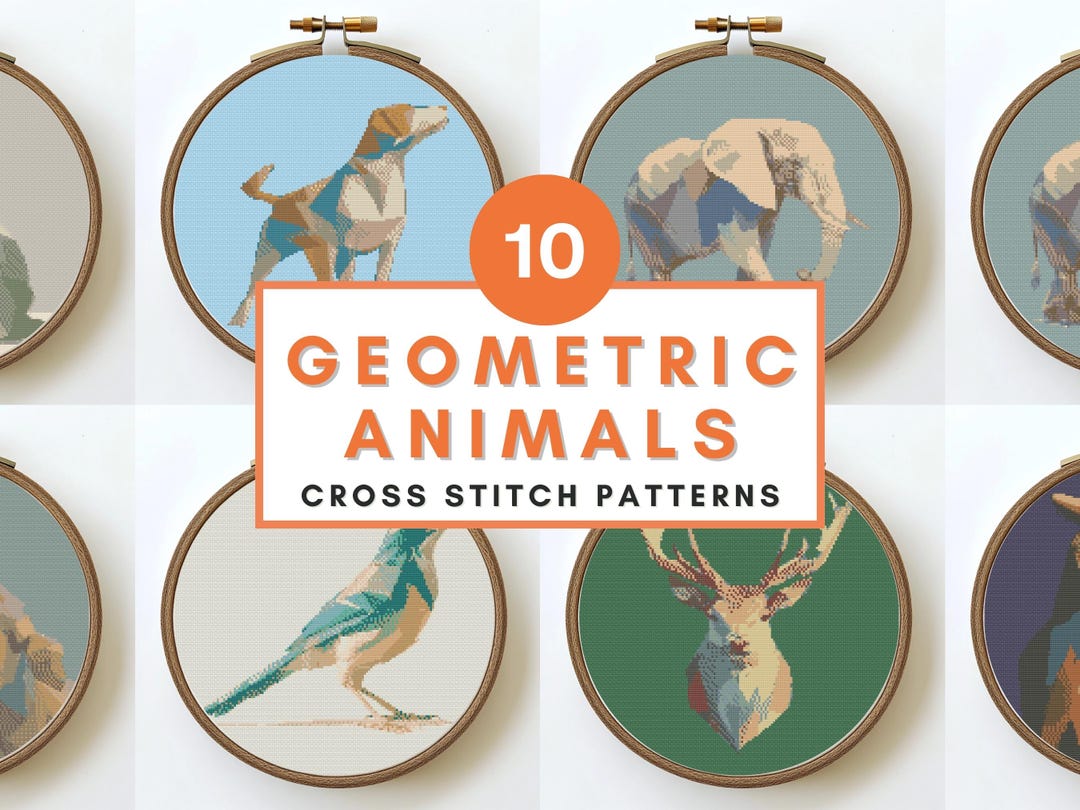 Geometric Animal Cross Stitch Pattern Bundle Bear Deer Pattern Wolf Dog ...