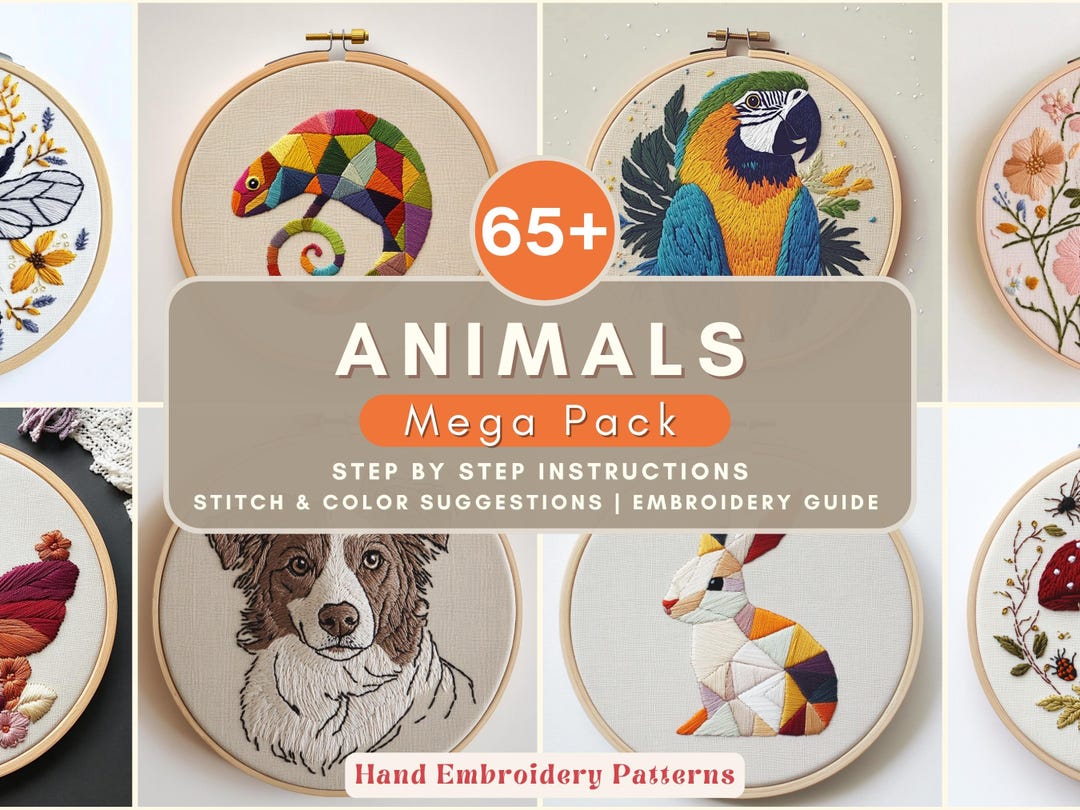 Animal Hand Embroidery Pattern Farm Animal Embroidery Template for ...