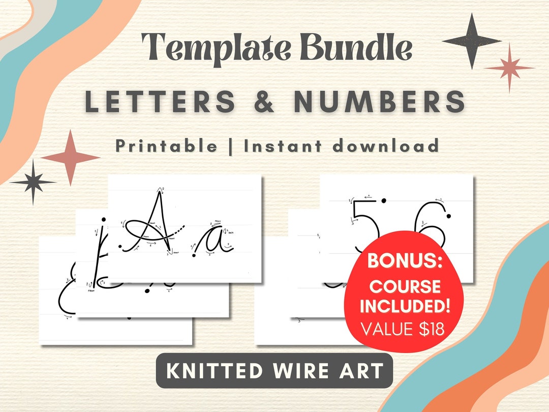 Alphabet and Numbers Knitted Wire Template Letters Uppercase and ...