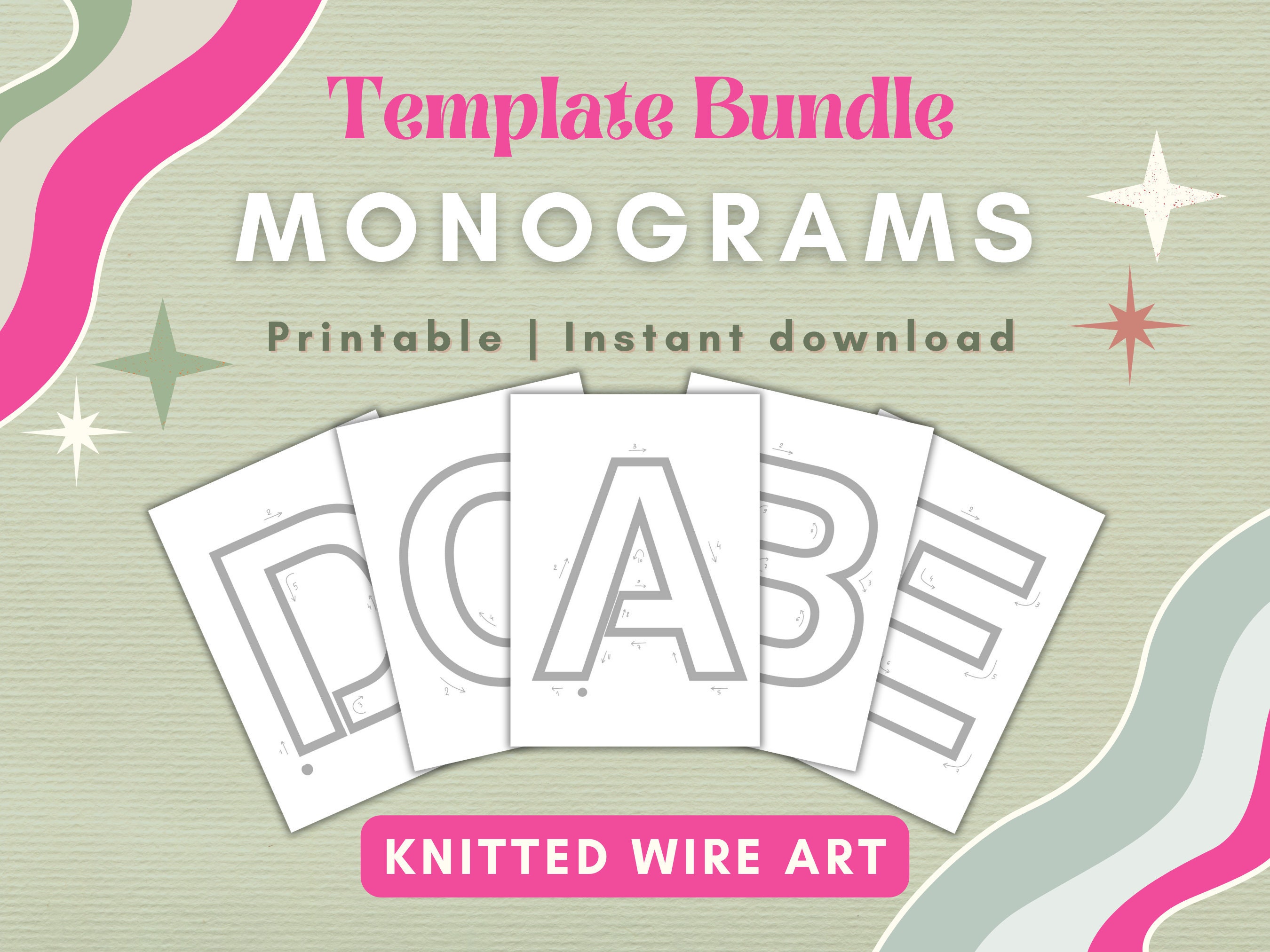 Monograms Knitted Wire Template Alphabet Wire Art Letters Bending Wire ...