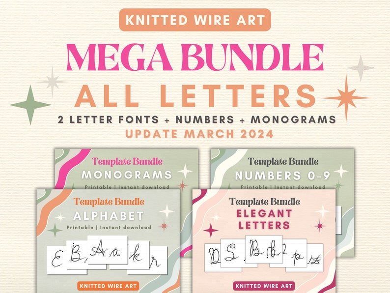 Alphabet Knitted Wire Template Mega Bundle Letters Uppercase and ...