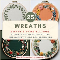Pdf Pattern + Video Tutorial "cream Flower Wreath" 20 Cm (8 Inch) Hand ...