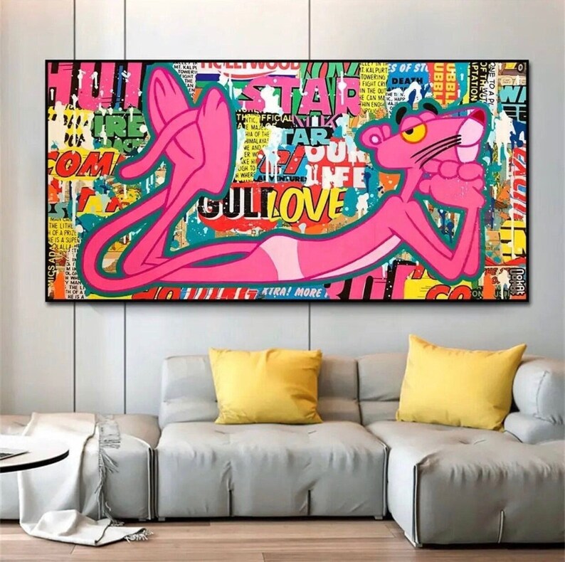 Pink Panther Pop Art Canvas Pink Panther Wall Art Pink Panther Pop Art ...
