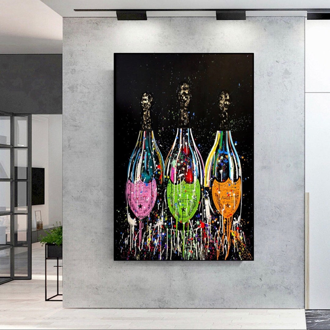 Dom Perignon Champagne Pop Art Canvas Pop Art Painting Graffiti ...