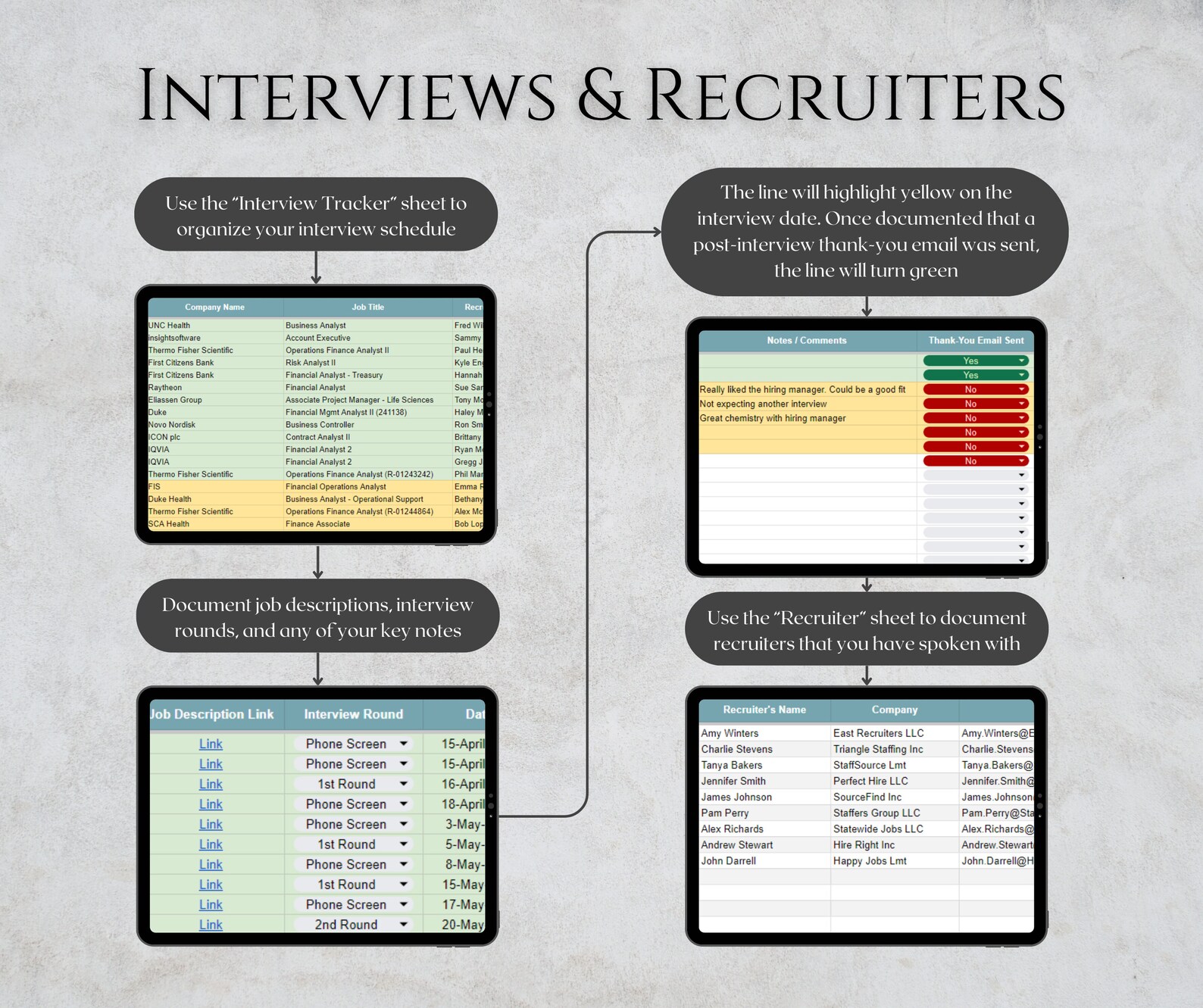 The Ultimate Job Application Tracker Spreadsheet, Interview Planner ...